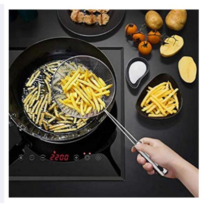 Frying strainer/ Large Oil Strainer/ Deep Fry Strainer for Kitchen/ Tel ...