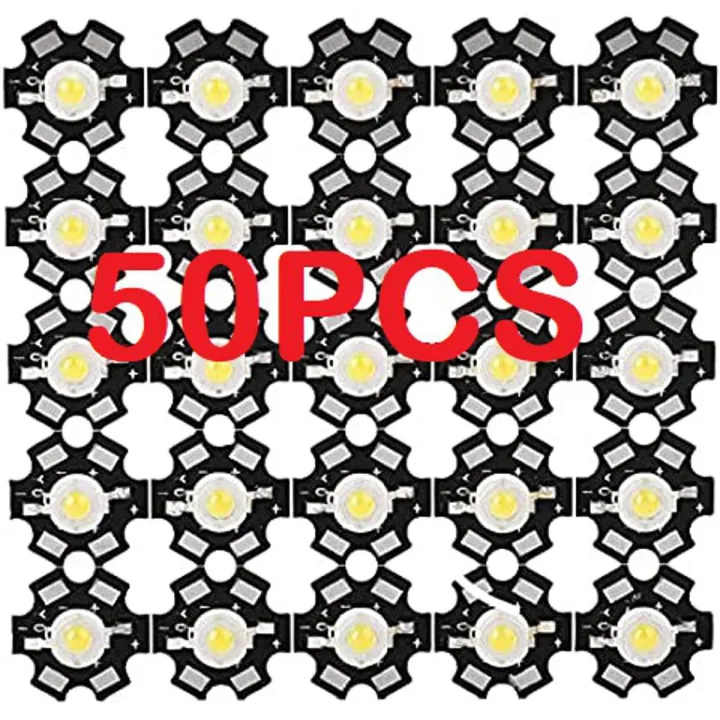 50Pcs- 20mm Black PCB Plate White 3 Watt 3.7V Ultra Bright WHITE Color ...