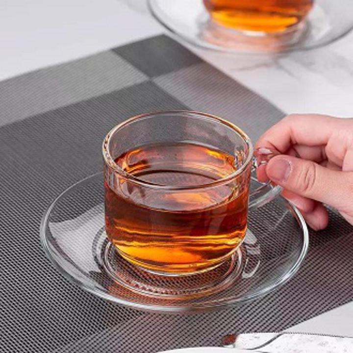 Transparent Clear Tea Cup set - 1 pcs | Daraz.com.bd