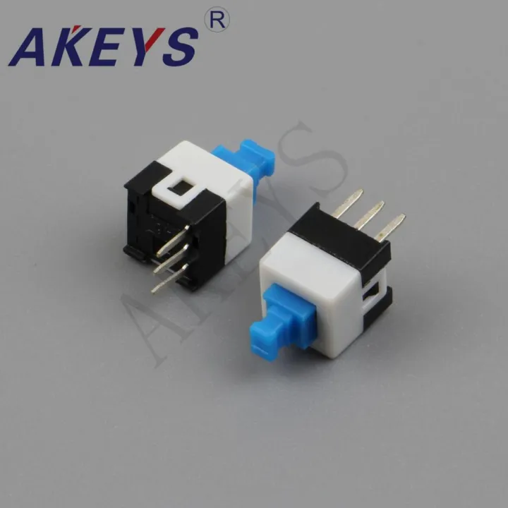 5Pcs- SELFLOCK 3 Pin Square 6x6x8mm 3 Pin 0.1A 30V DC Mini Self-Locking ...