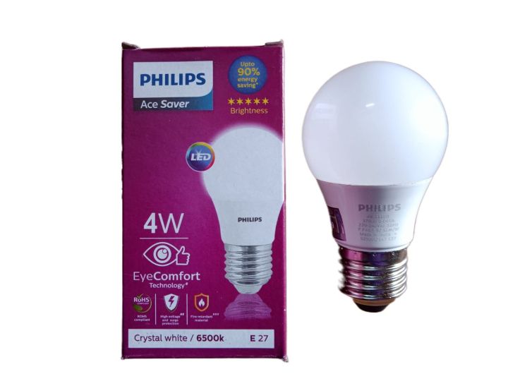 Philips Ace Saver 4W LED Bulb E27/Thread Type 370lm 6500K 220V AC, Made ...
