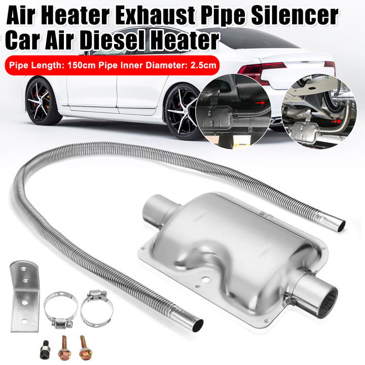 150cm Car Heater ExhaustPipe + 24mm Exhaust MufflerSilencer w/Clips ...