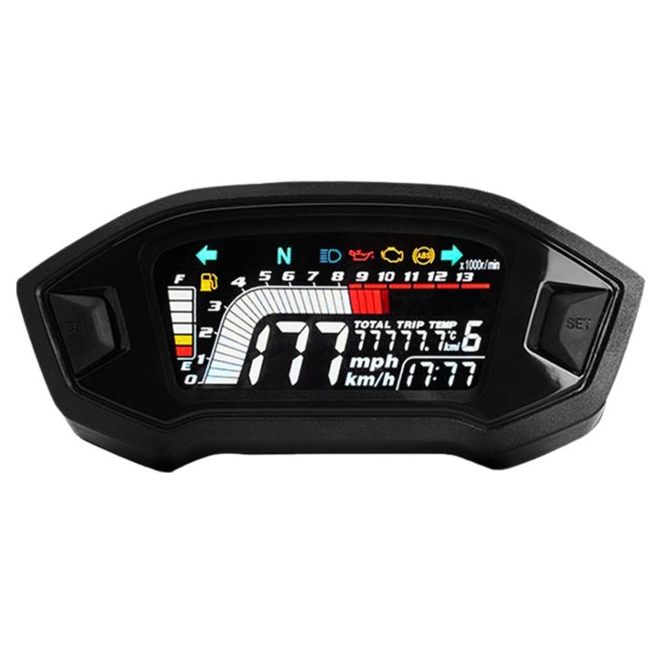 Universal Motorcycle LCD Digital Speedometer 13000RPM Backlight A ...