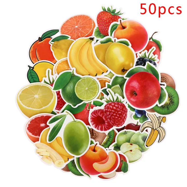 50 Pcs/Pack Fruits Stickers for Kitchen Baking Cup Dish Refrigerator ...