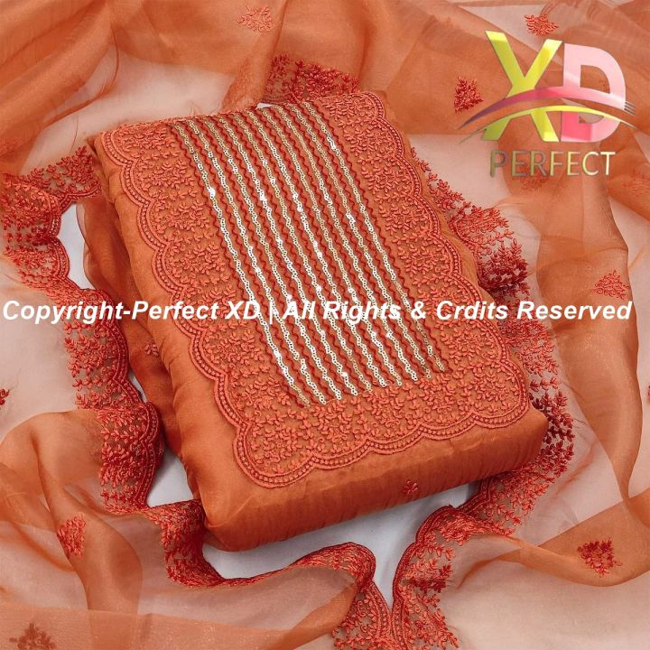 Indian Organza dress with sequence work 2 pice jama and orna | Daraz.com.bd