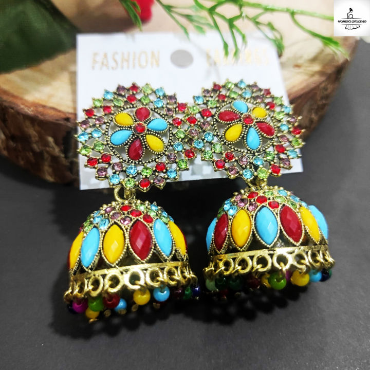 Beautiful Indian New Trendy Multicolor Jhumka Earrings For Women in BD ...