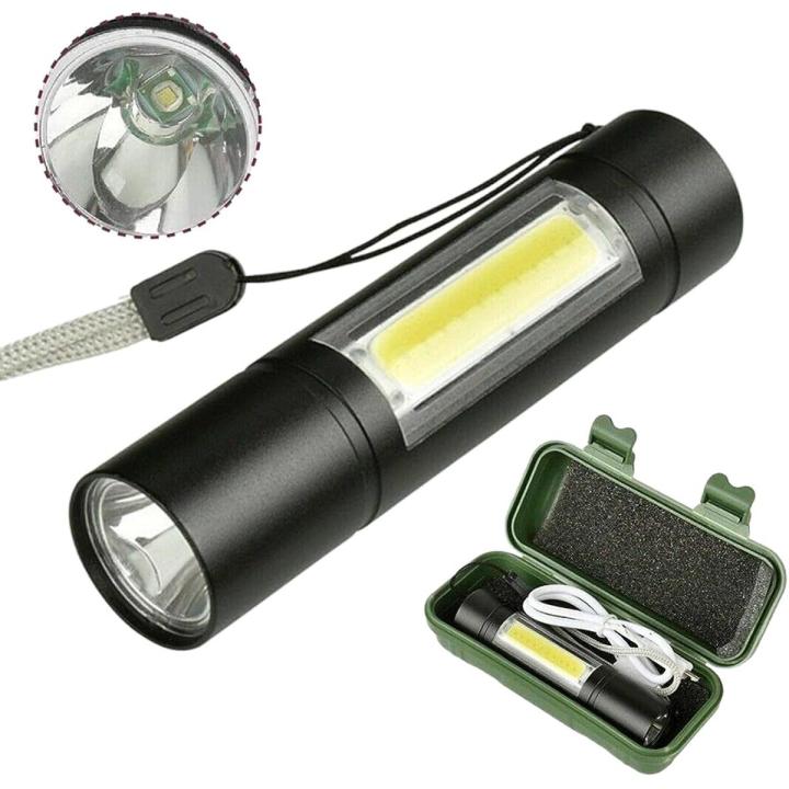 Portable Cob Waterproof Led Mini Flashlight Adjustable Zoom Focus Torch ...