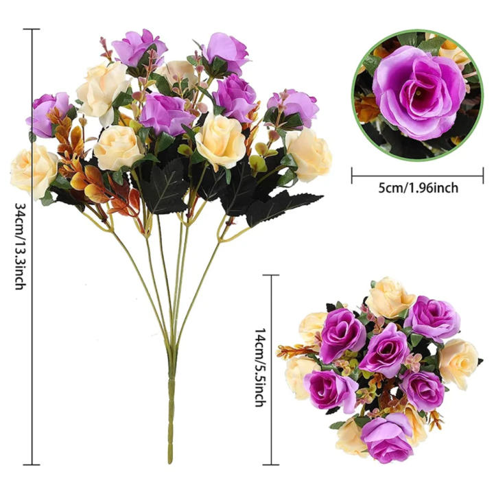 Artificial Roses Fake Flowers Rose Bouquet Faux Flowers Decorative ...