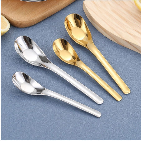 1/4Pcs Stainless Steel Mirror Polishing Ingot Spoon Flat Bottom Rice ...