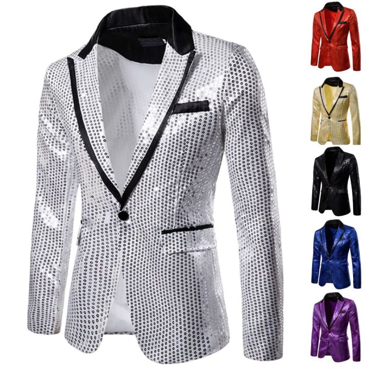 Men's Blazer Round Sequin Boutique Casual Men's Jacket Wedding Stage ...