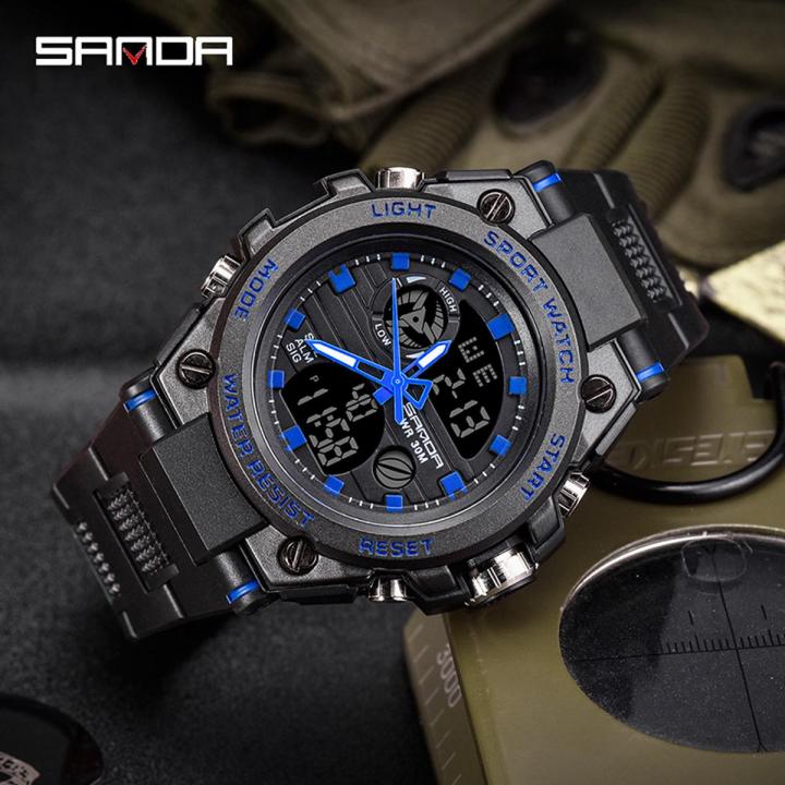 SANDA Brand Sports and Leisure Men's Watch LED Multi-function Luxury ...