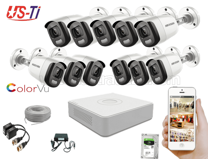 HIKVISION 2MP Full HD 11PCs 24 Hours Colour CCTV Camera Full Package System | Daraz.com.bd