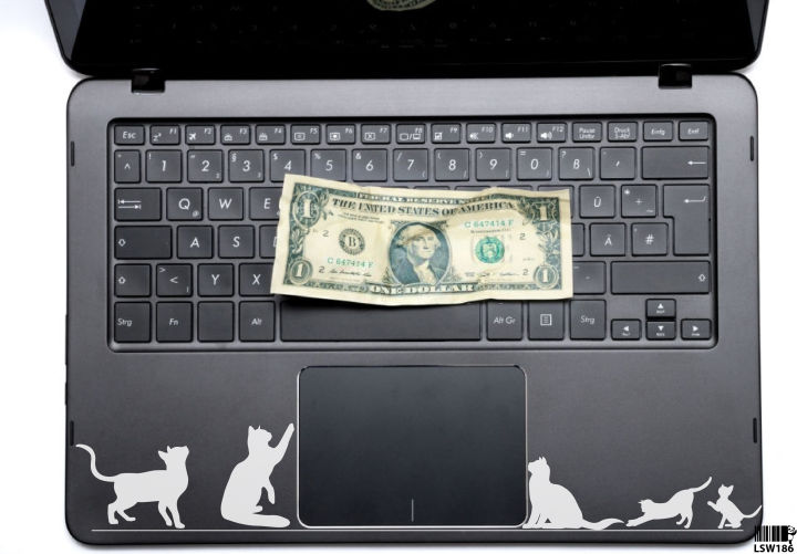 Cute Cat Family Laptop Sticker & Skin Vinyl Decal Waterproof Removable ...