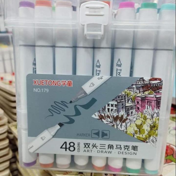48 Colors Art Markers Set, Dual Tips Permanent Artist Coloring Drawing ...