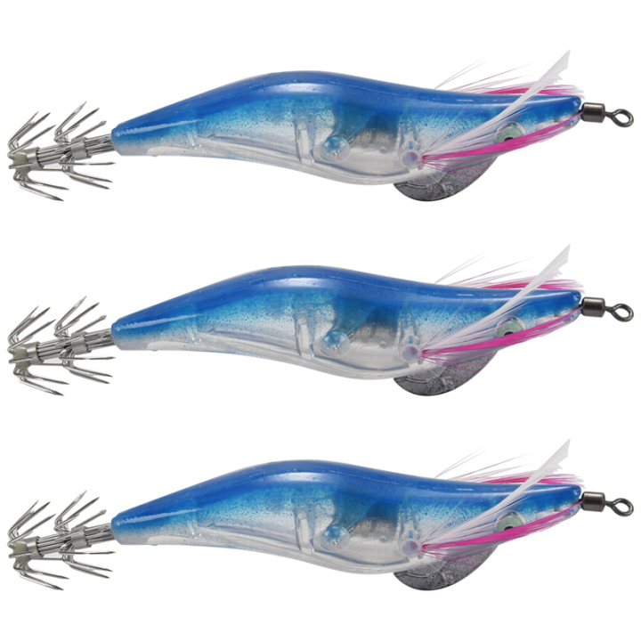3Pc Blue Flashing LED Fishing Lure Flash Light 10cm Luminous Squid Jig ...