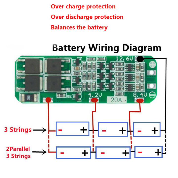 3S BMS Efficient Power Management: 3S 20A 18650 Lithium Battery Charger ...