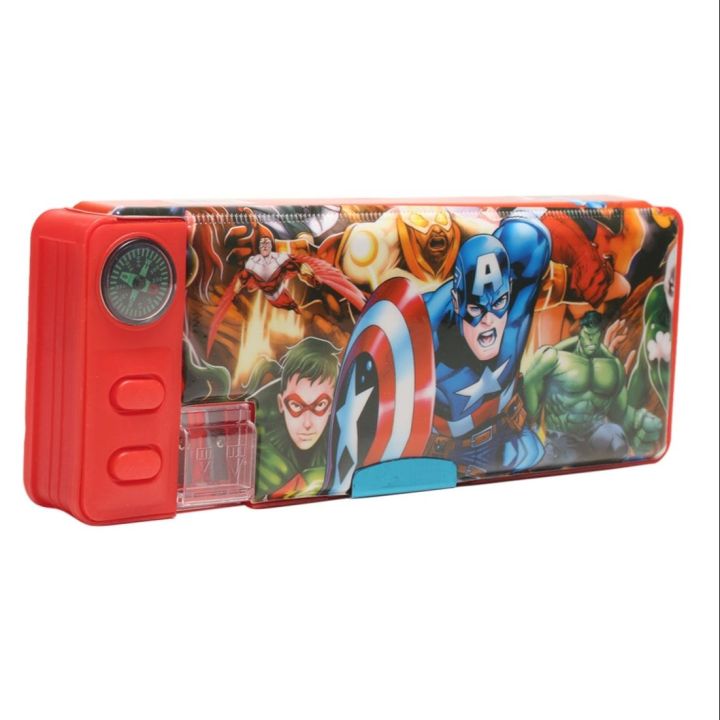 Pencil & Pen Box With Double Sharpner And Compass - Pencil Bag - Pencil ...