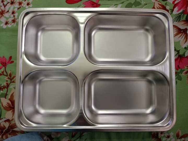 Stainless Steel Divided Dinner Plate Sets 4 Compartments Plate | Daraz ...