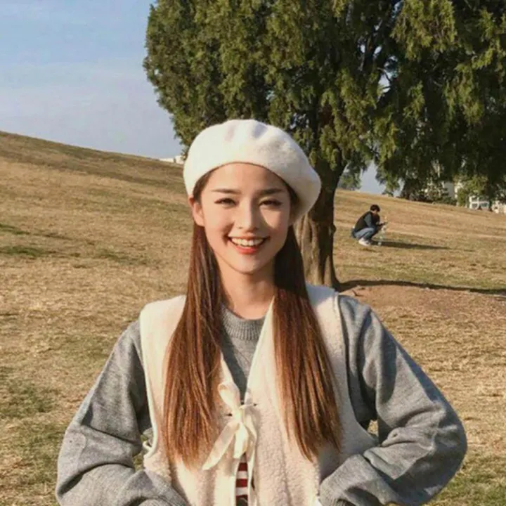 RHS Online Women Wool Knit Beret Winter Warm Female British Style Lady ...