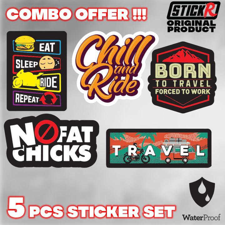 5 pcs Sticker Combo Package 11 Waterproof Motorcycle Sticker | Daraz.com.bd