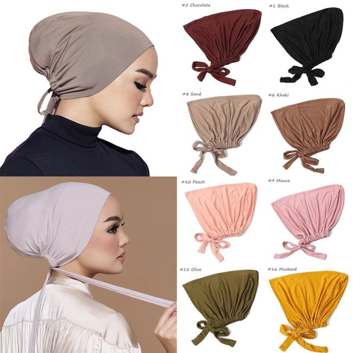 New Soft Modal Muslim Turban Hat Inner Hijab Caps Islamic Underscarf ...
