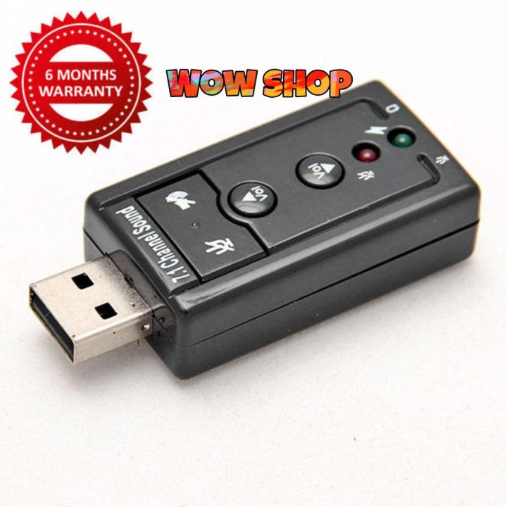 Mini USB 2.0 3D Virtual 480Mbps External 7.1 Channel Audio Sound Card Adapter- black WITH 6 ...