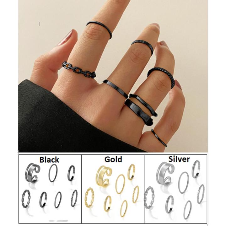 7 Pcs Rings Set Women Ring Finger Ring Ladies Girls Couple rings Female ...