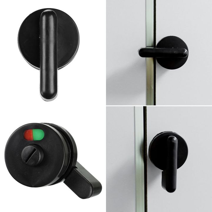 Bathroom Nylon Plastic Partition Door Lock Handle Black Indicator Lock ...