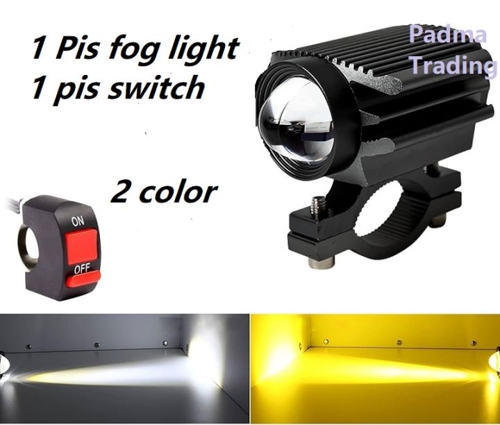 1 Pis 20W Dual Color White Yellow 6000K Motorcycle Led Fog Light- Mini ...