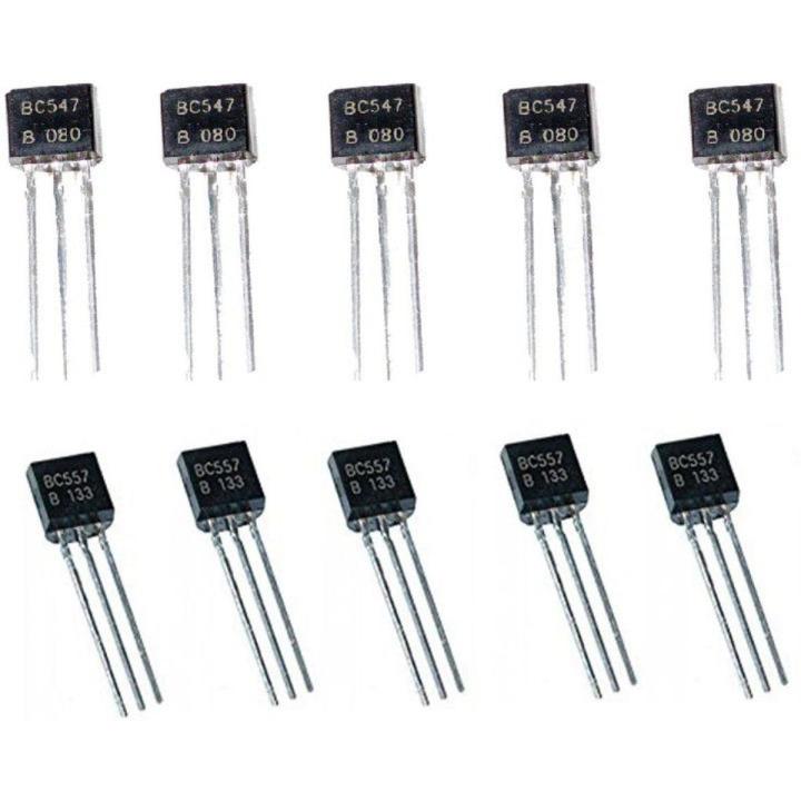 (BC547+BC557 Each 10 pcs Combo) BC547B BC557B NPN PNP Transistor TO-92 Power Triode Transistor ...