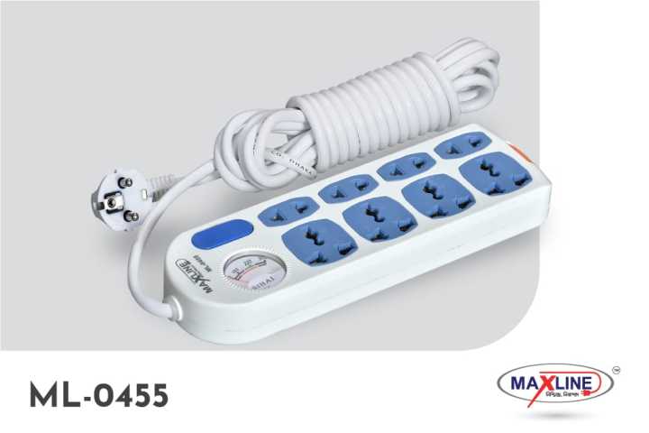 Maxline ML-0455 Multiplug 8 Port Extention Socket White - Multi Plug ...