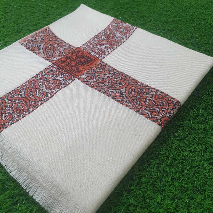 Beautiful Design Comfortable Pure Cotton Kashmiri Rumal for Men-White ...