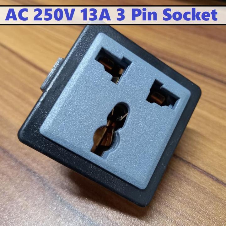 BLACK IPS Socket 3 Pin Panel Mount AC 220V IPS 3 Pin Socket For IPS ...
