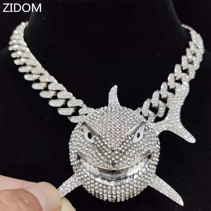 Big Size Shark Pendant Necklace For Men 6IX9INE Hip Hop Bling Jewelry ...