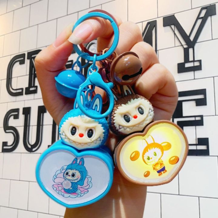 Funny Button Battery Labubu Night Light Cartoon Keychain Luminous ...