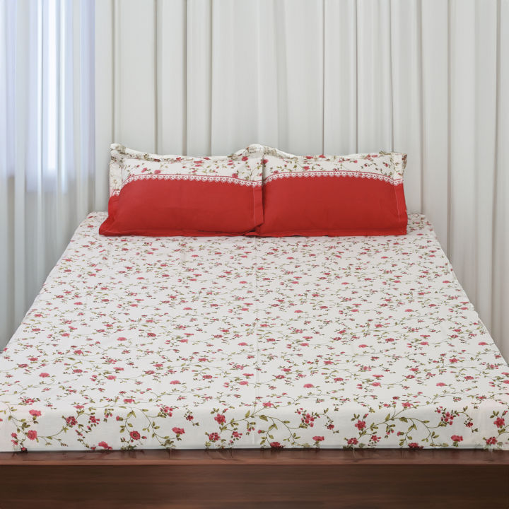 Cotton King Size Flat Bedsheet with Two Pillow Covers Cotton Blend ...