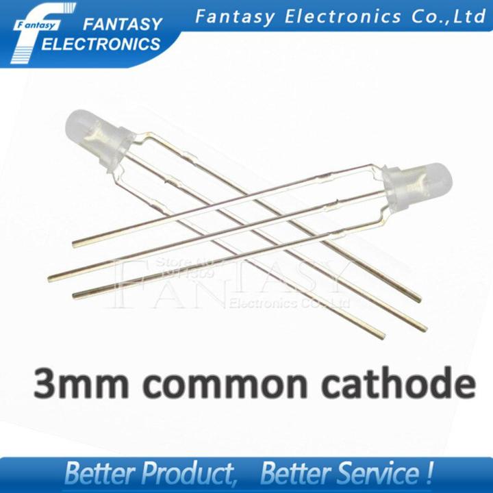 【happy one】100pcs LED 3mm Diffused Red Green Color Common cathode LED ...