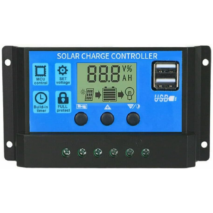 100A Solar Charge Controller Solar Panel Battery Intelligent Regulator with Dual USB Port, LCD ...