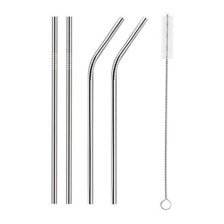4 Pcs reusable Stainless Steel Metal Drinking Straw Reusable Straws + 1 ...