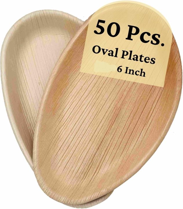 Palm Leaf Plates (Pack 6) Supari Patar Large 6" x 3.5" Oval Plates ...