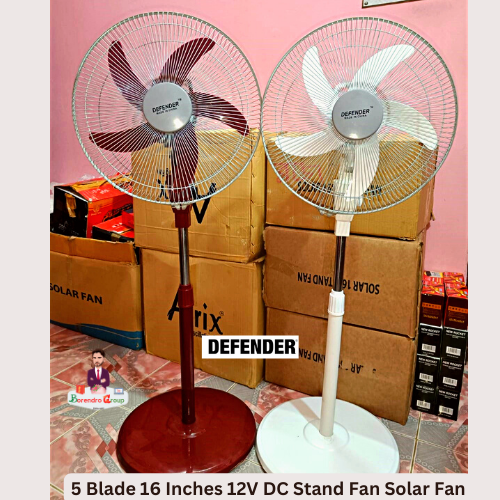 Defender Full Stand Solar Fan 16 Inch 5 Blade 16 Inches 12V DC Stand ...
