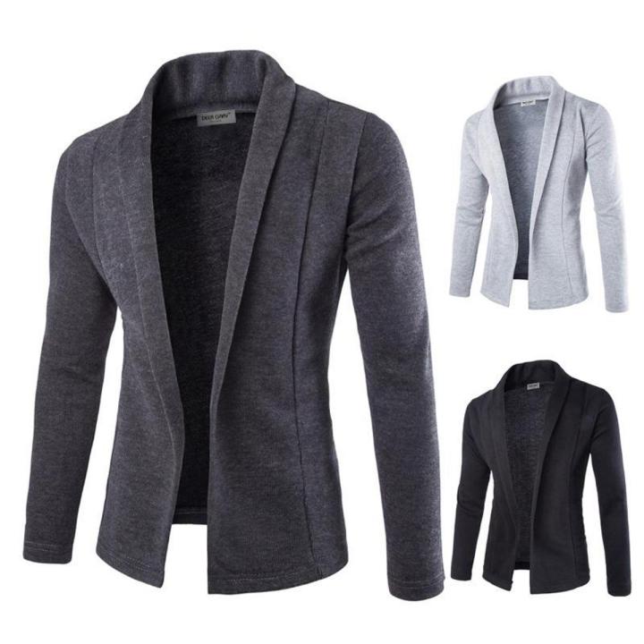 Mens Solid Blazer Cardigan Long Sleeve Casual Slim Fit Sweater Jacket ...