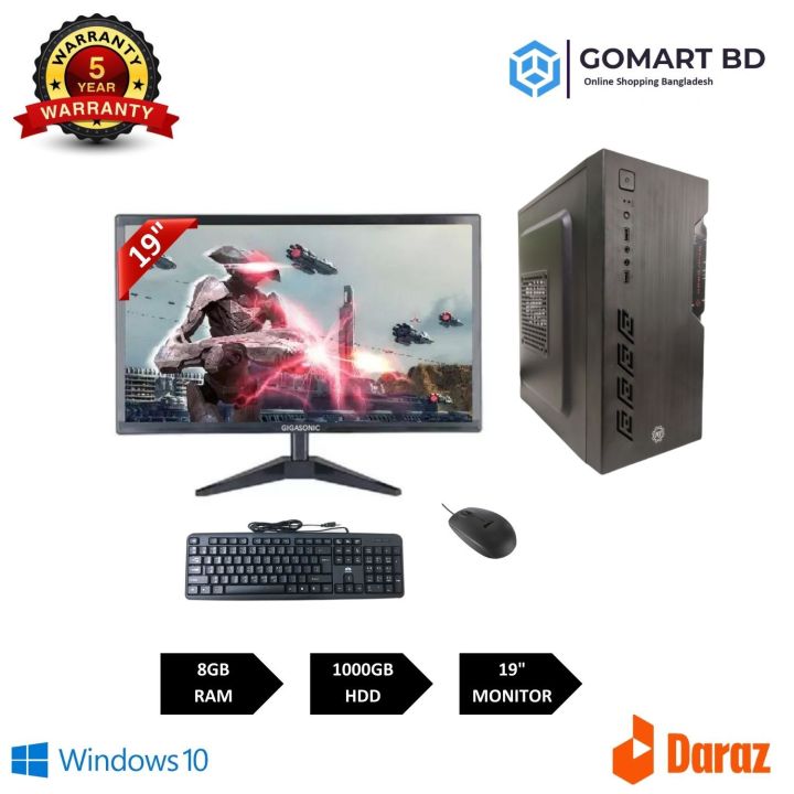Intel Dual Core, 8Gb Ram, 1000Gb Hdd, Built-In Graphics, 19" Monitor ...