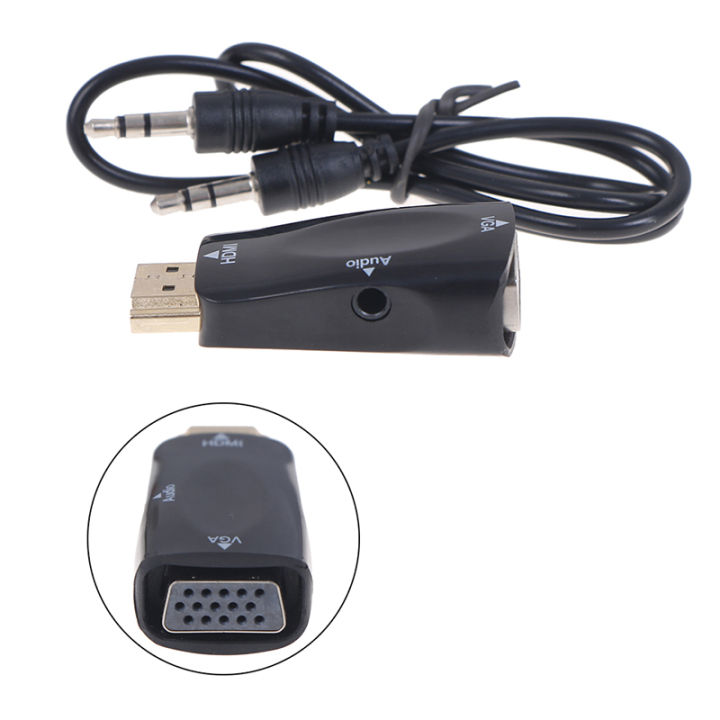 （NEW）HDMI to VGA Adapter Audio Cables Converter Male to Female HD 1080P ...