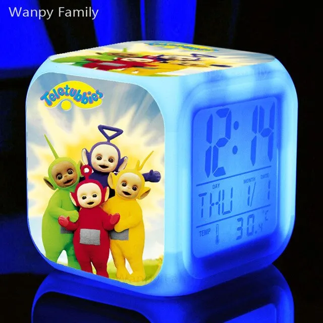 Super Cute Teletubbies Alarm Clock Glowing LED Color Change Digital ...
