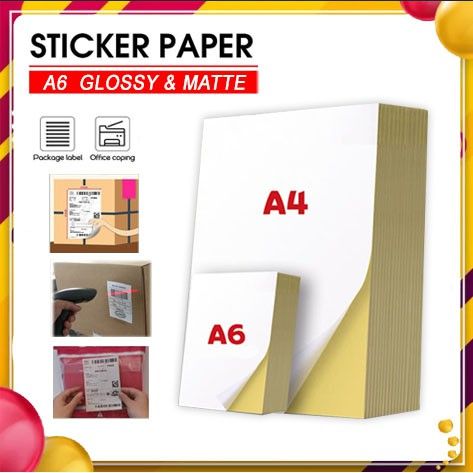 Printable Inject Sticker paper Matte, Glossy & Kraft A6 | 90gsm | Daraz ...