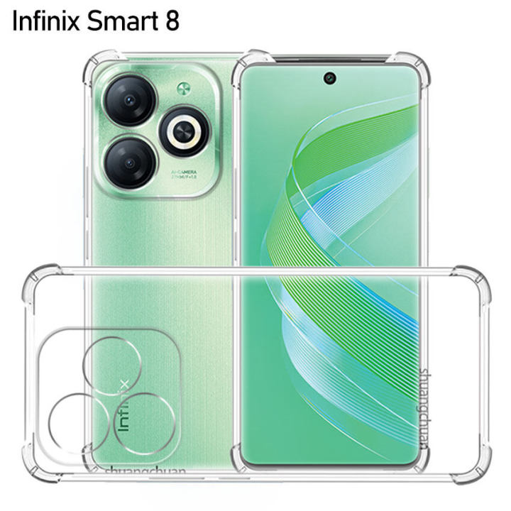 Casing for Infinix Smart 8 Clear Transparent Shockproof Silicone Soft ...