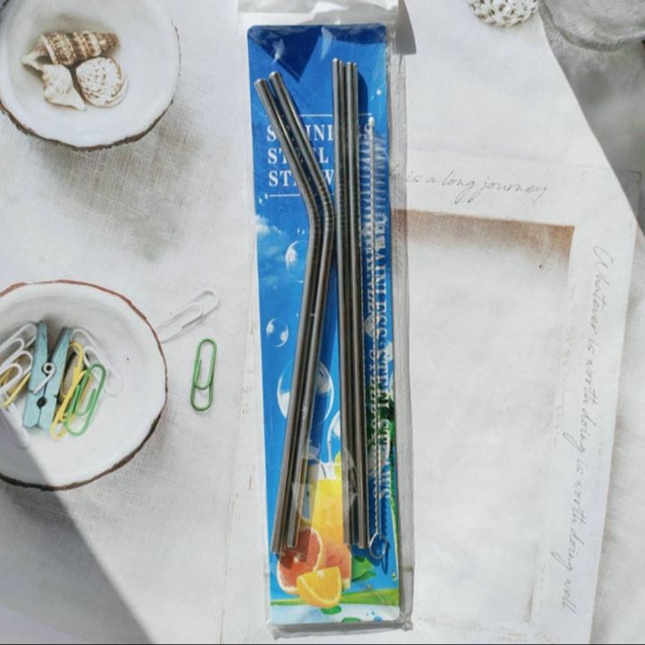 stainless steel straw set stainless steel color elbow straw creative ...