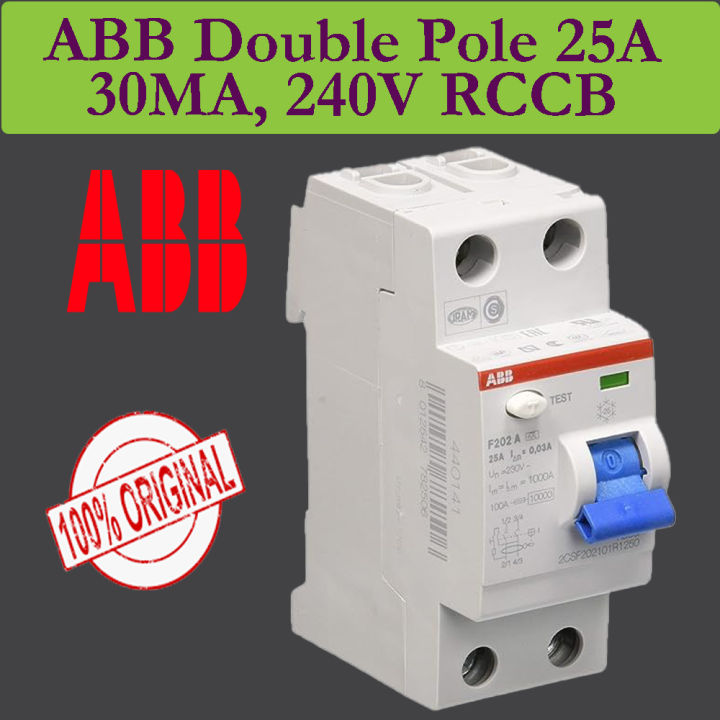 ABB Residual Current Circuit Breaker RCCB Double Pole 25A/30mA-India (Original) | Daraz.com.bd