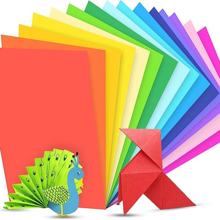 100 Pieces A4 Color Paper Handmade Origami Embossed Multi Color Paper ...